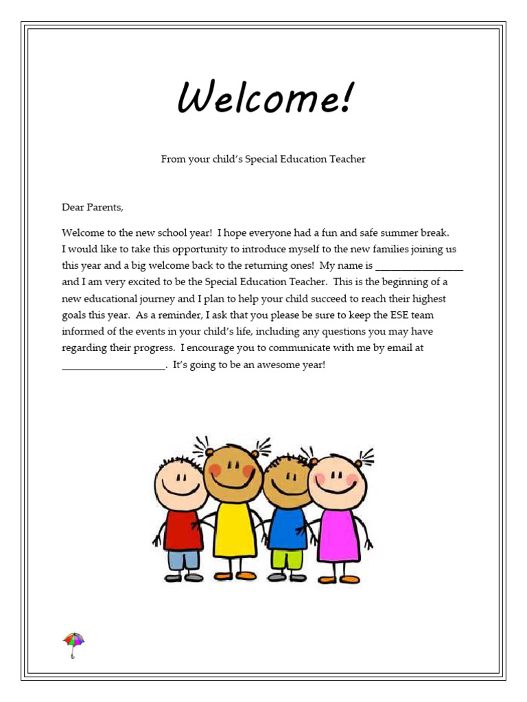 Special Education Welcome Letter | PDF