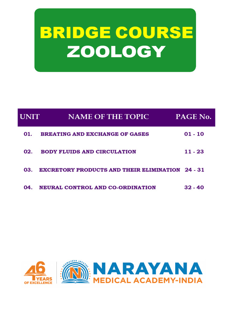 Zoology-Bridge Course Material | PDF | White Blood Cell | Respiratory ...