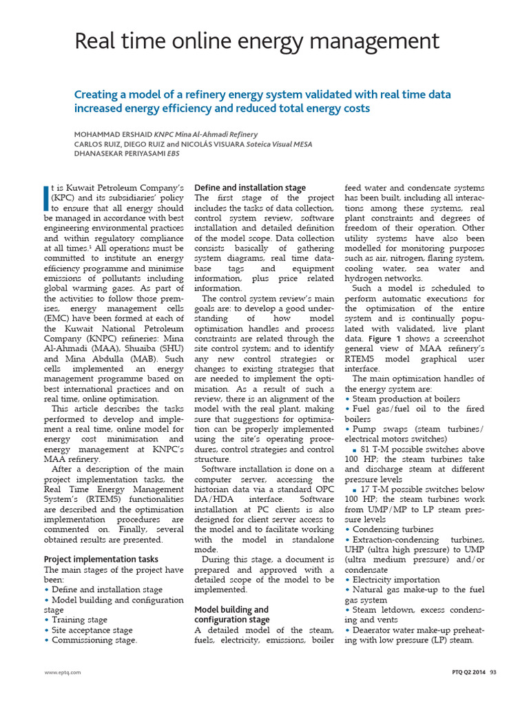 Real-Time Energy Management at KNPC | PDF | Mathematical Optimization ...
