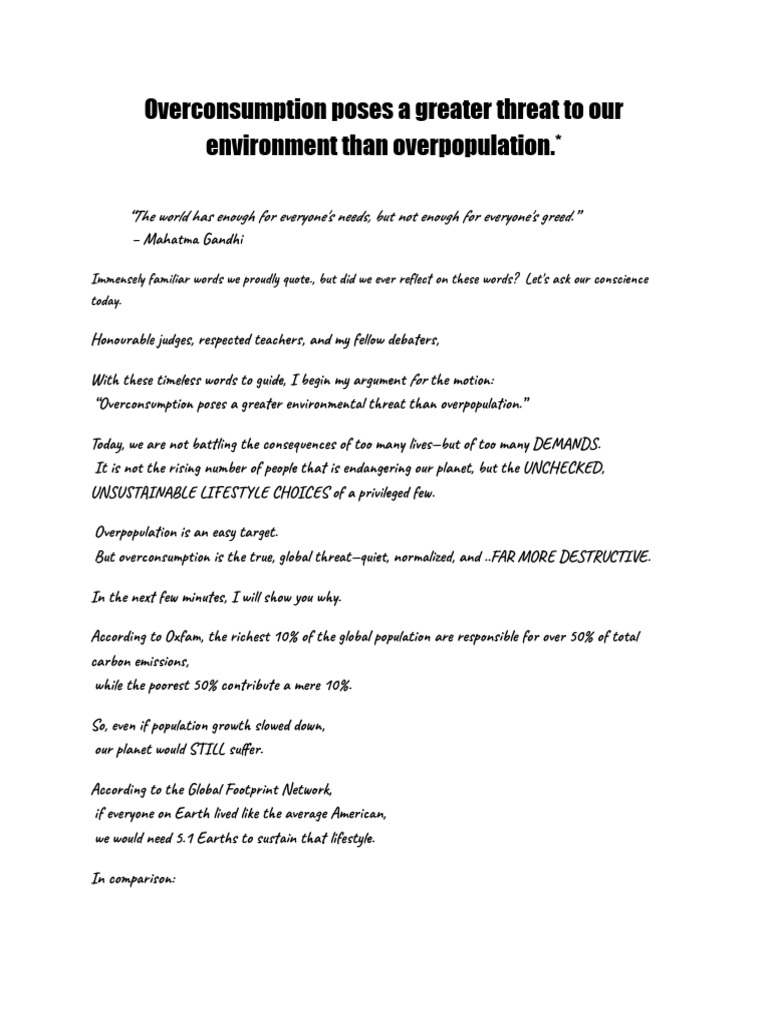 Debate shortened-KHMS 2025 | PDF | Human Overpopulation | Climate Change