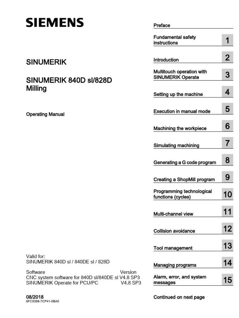 Siemens Milling Operating Manual | PDF | Graphical User Interfaces