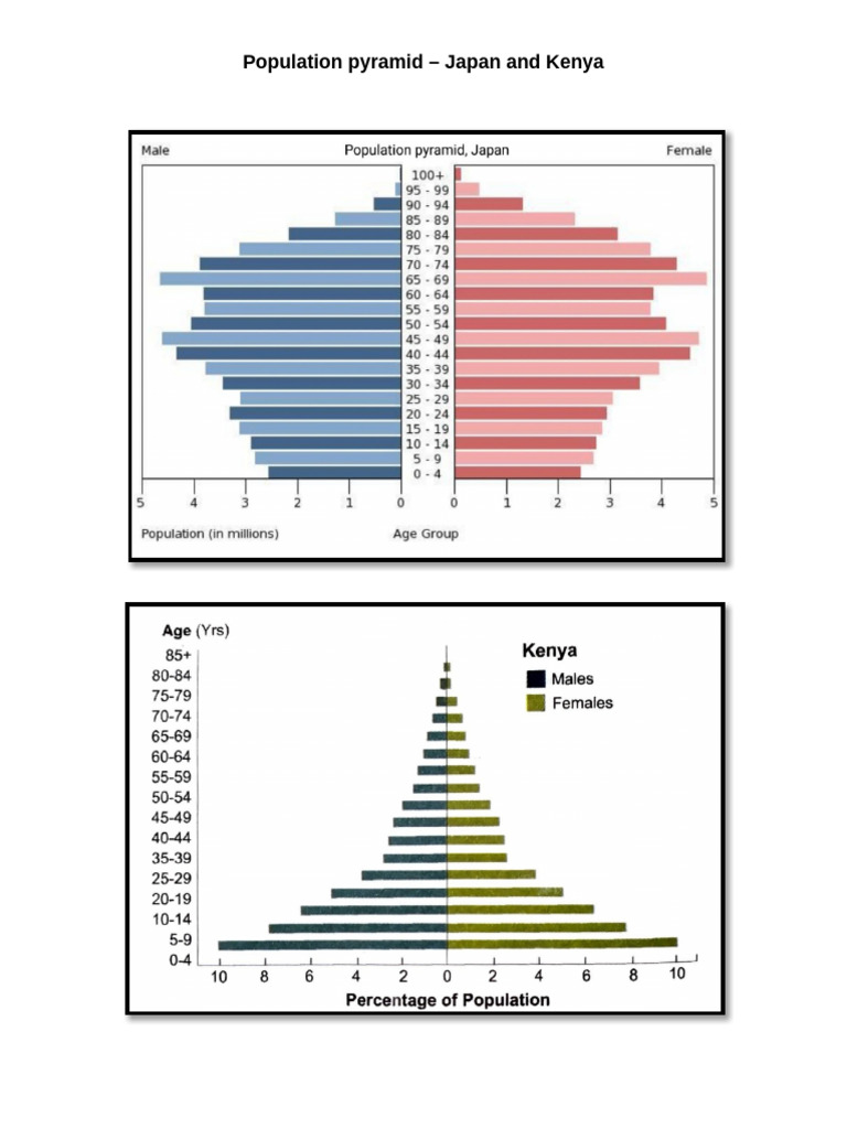 Population Pyramid - Japan and Kenya | PDF