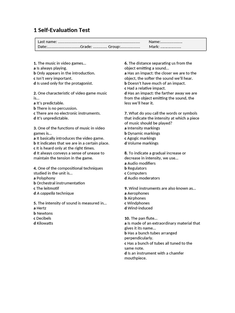 Unit 4 Test Answer Key 1346327 | PDF | Woodwind Instruments | Music ...