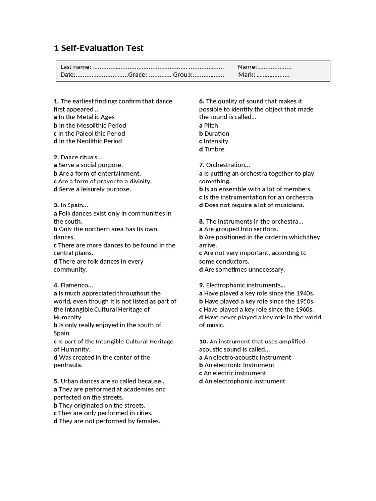 Unit 5 Test Answer Key 1346328 | PDF | Musical Instruments | Guitars