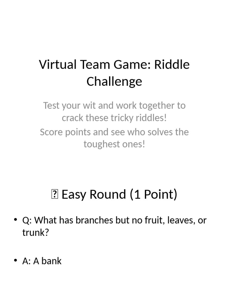 Virtual Team Riddle Game | PDF