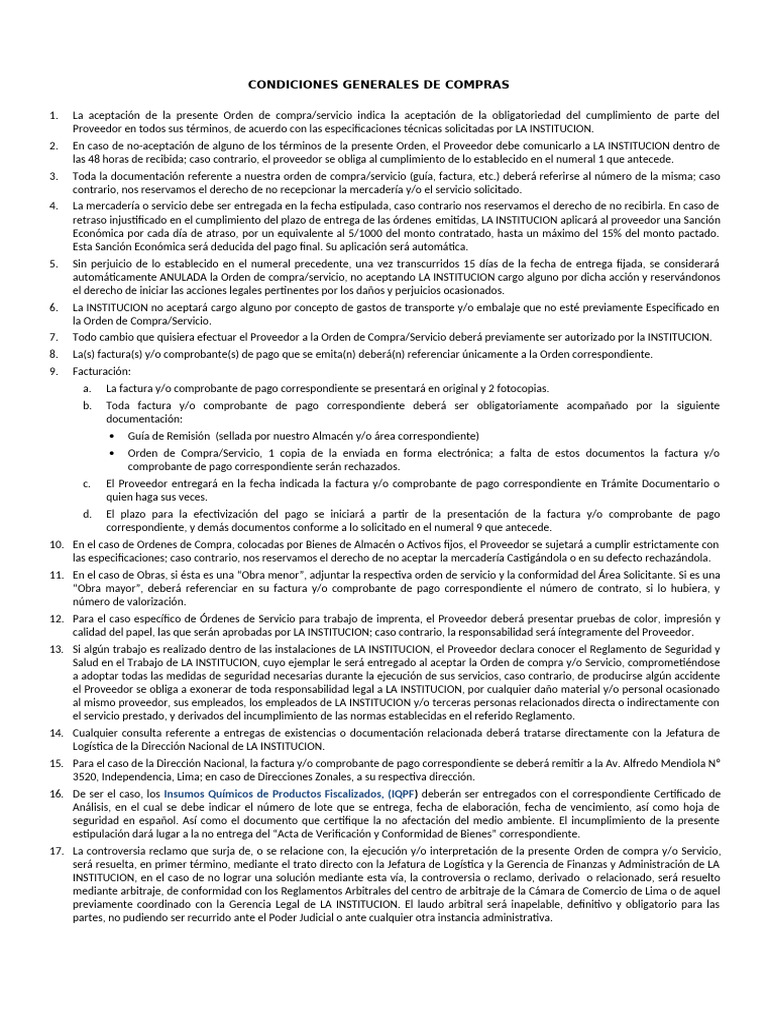 Condiciones Generales de Compras | PDF | Arbitraje