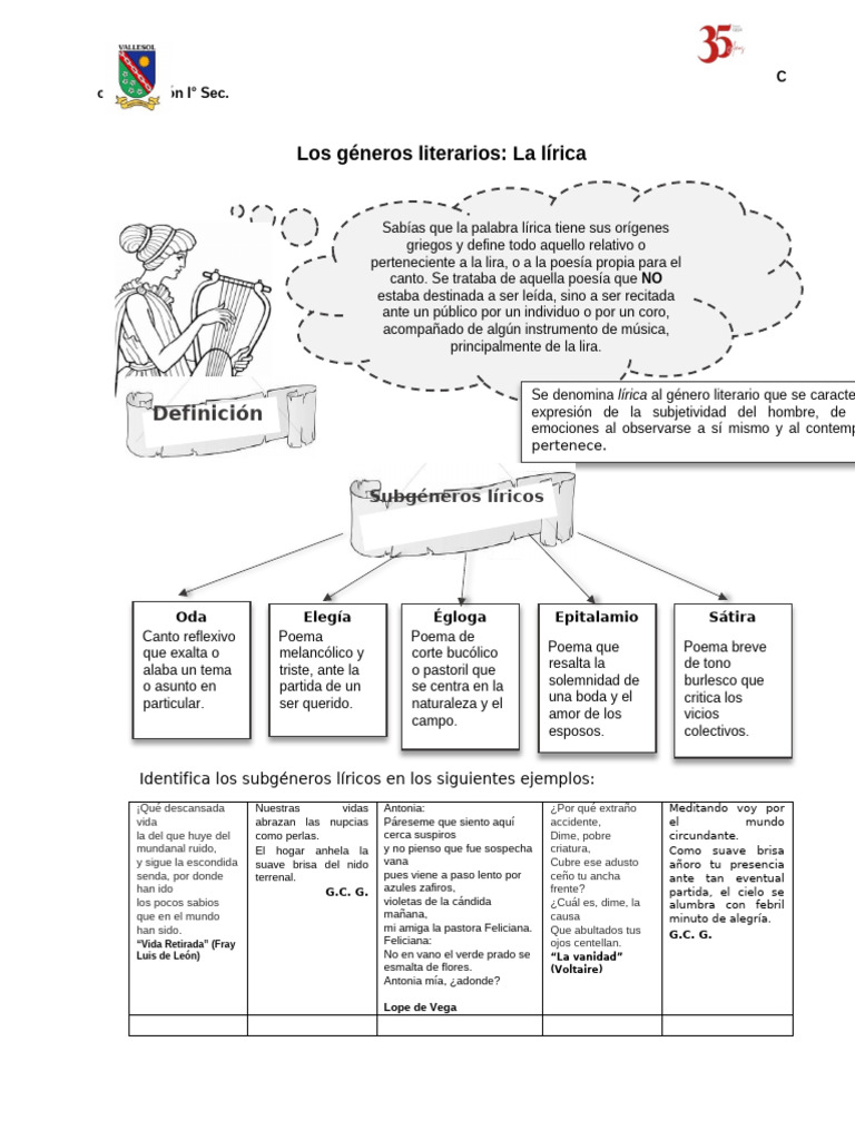 El Genero Lirico Rima Metrica y Recursos Estilisticos. | PDF | Metro ...