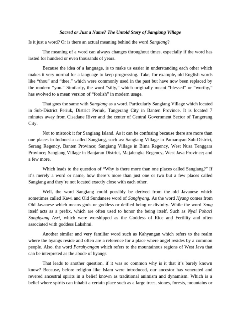 The Might Be Origin of Sangiang | PDF | Religious Faiths | Religious ...