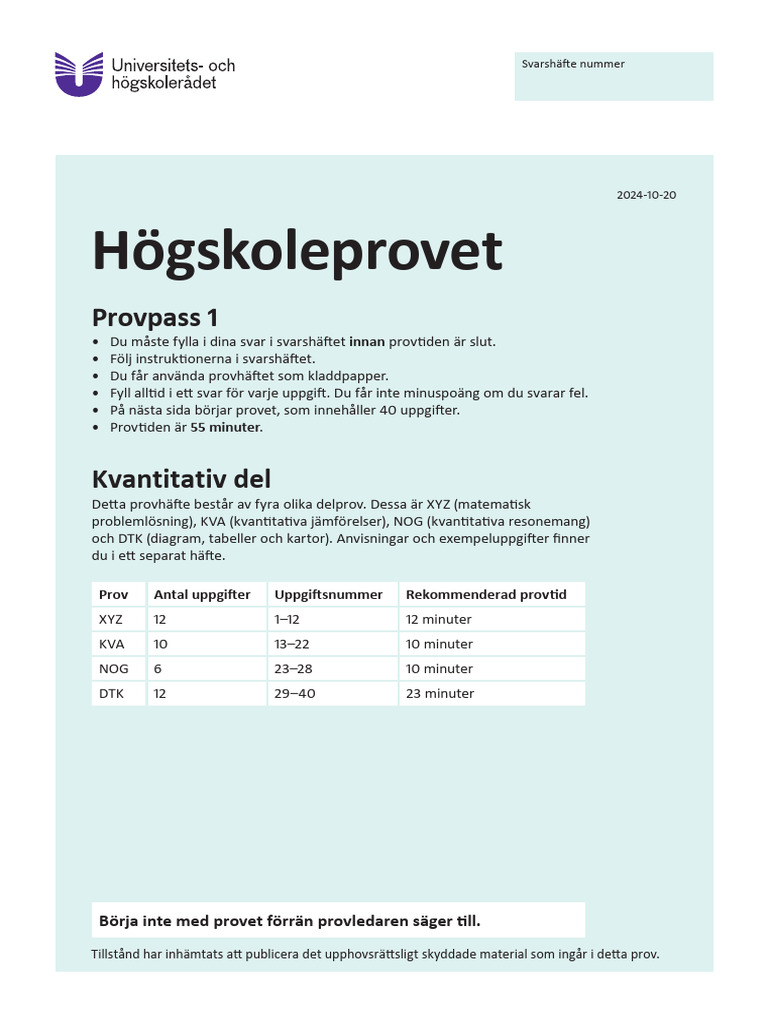 Provpass 1 Kvant | PDF