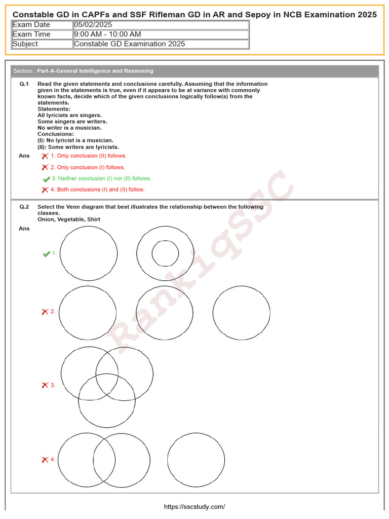SSC GD 2025 Question Paper PDF | PDF | Dna