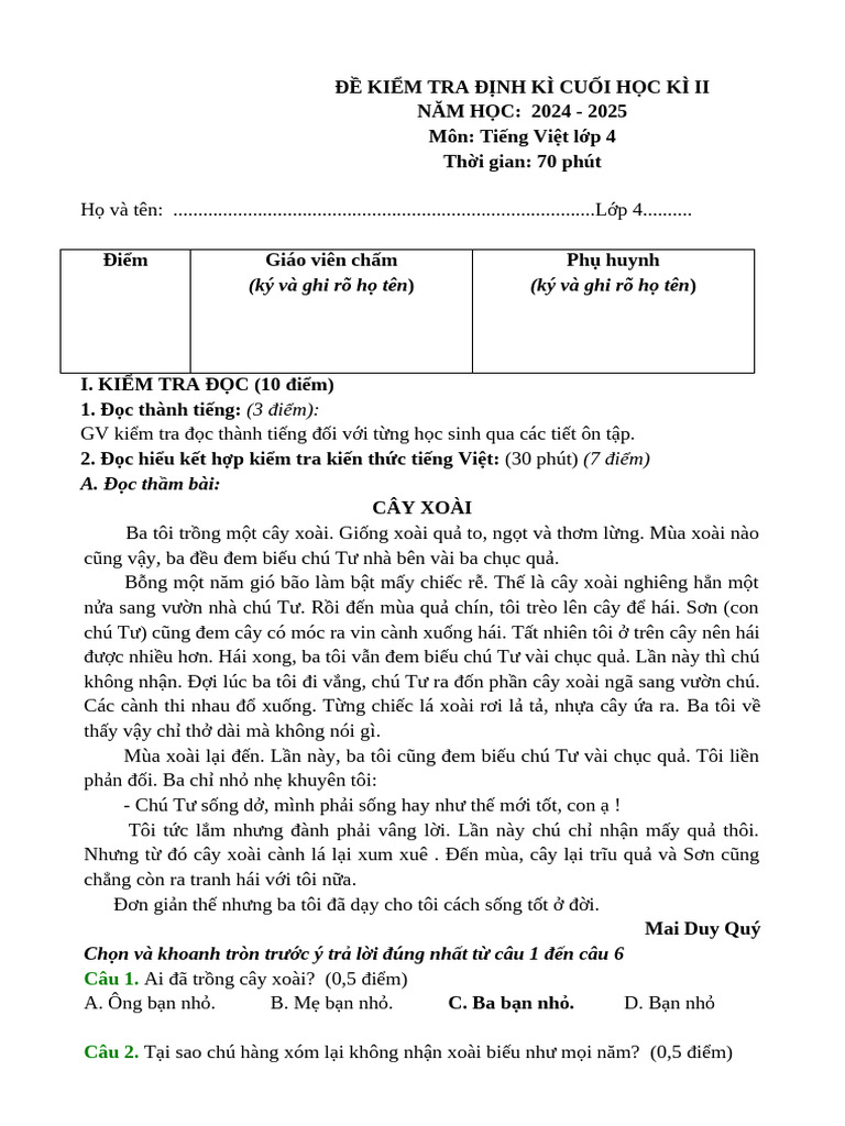4a2 Đáp Án TV CK2 | PDF