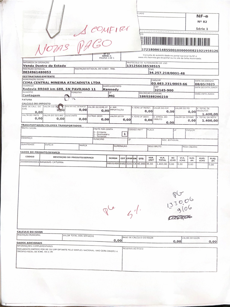Nota Fiscal Ville Forte | PDF