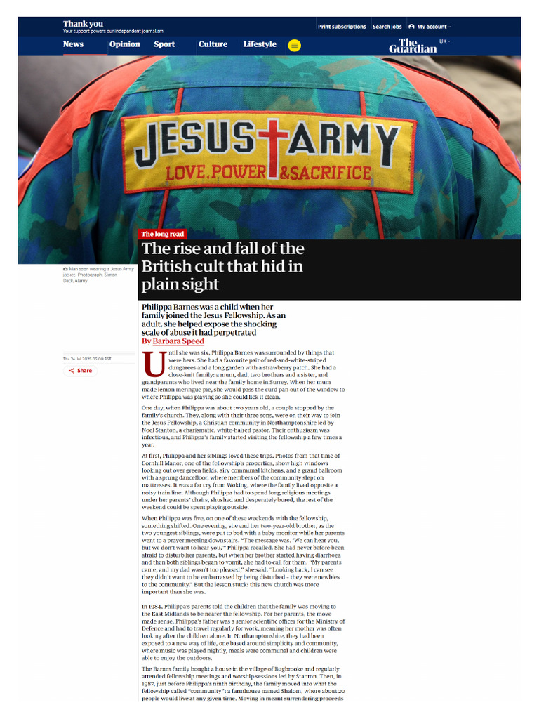 Jesus Army Fellowship Cult Noel Stanton | PDF