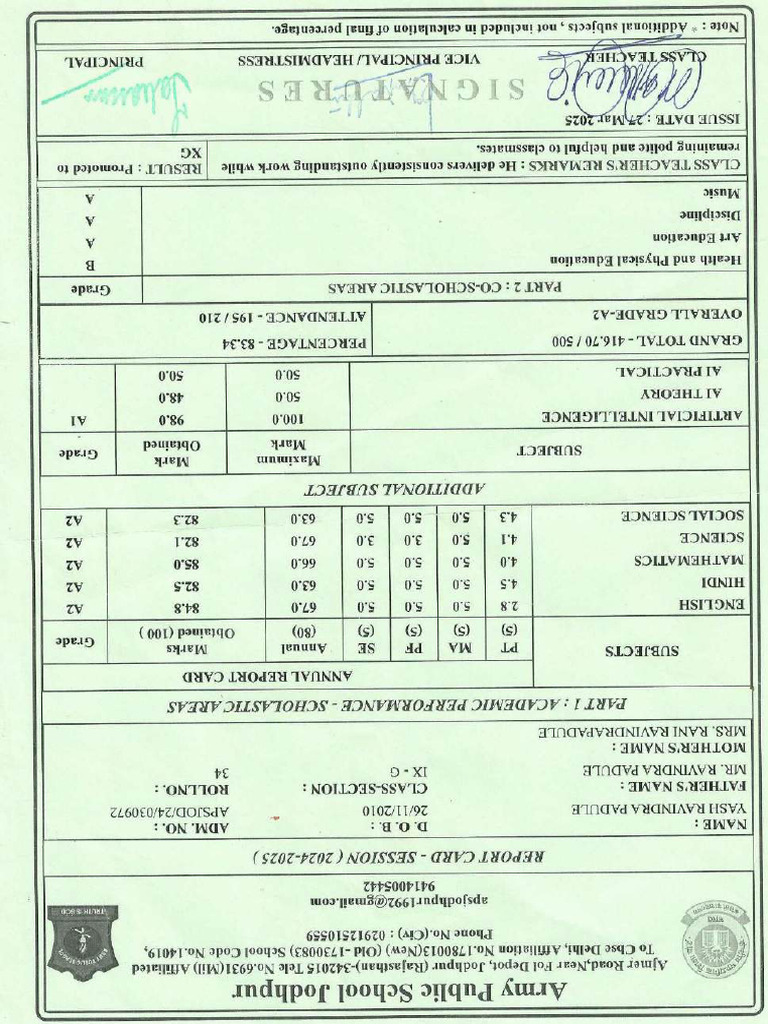 Class XI Marksheet of YASH-compressed | PDF