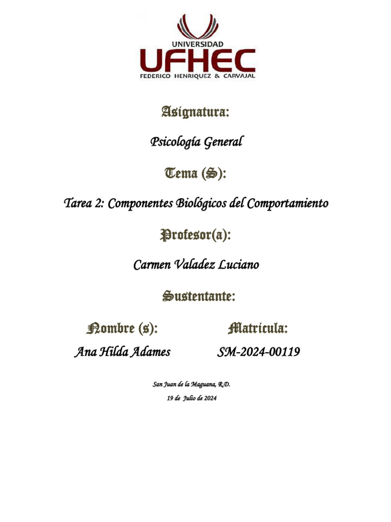 Componentes Biológicos del Comportamiento | PDF | Genética | Sistema ...