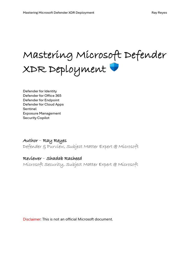 Mastering Deployment of Microsoft Defender XDR Ray Reyes 1751915138 | PDF | Phishing | Active ...