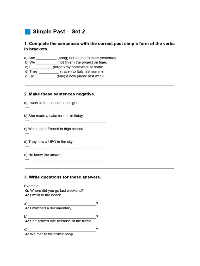 ? Simple Past - Set 2 | PDF