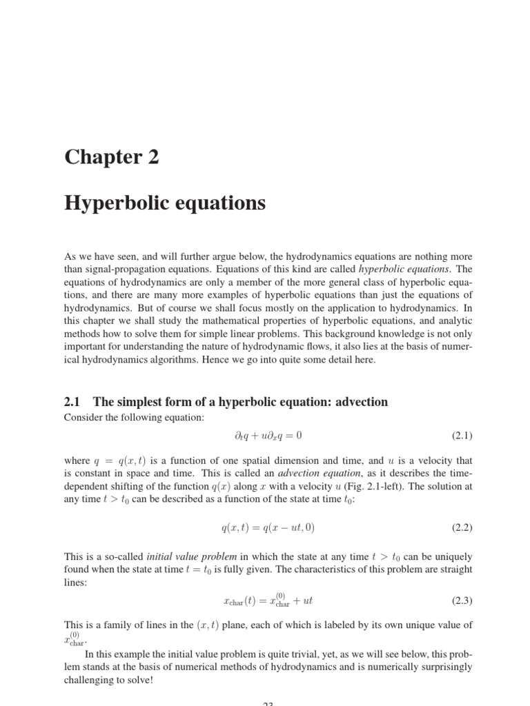 An Introduction to Hyperbolic Equations: Advection, Wave Equations, and ...