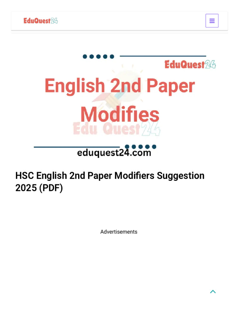 HSC English Modifiers Guide 2025 | PDF | Verb | Adjective
