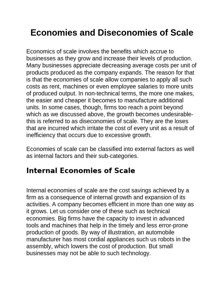 Economies and Diseconomies of Scale | PDF | Economies Of Scale | Interest