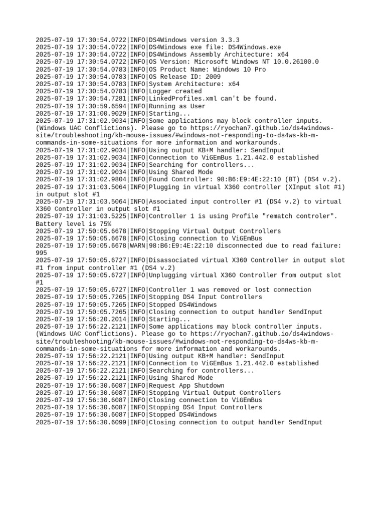 Ds4windows Log 20250719.1 | PDF | Software | Windows Nt