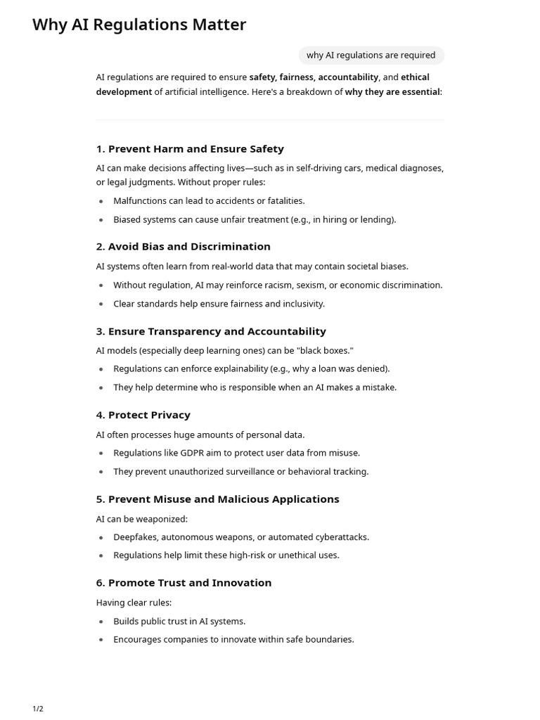 Why AI Regulations Matter | PDF