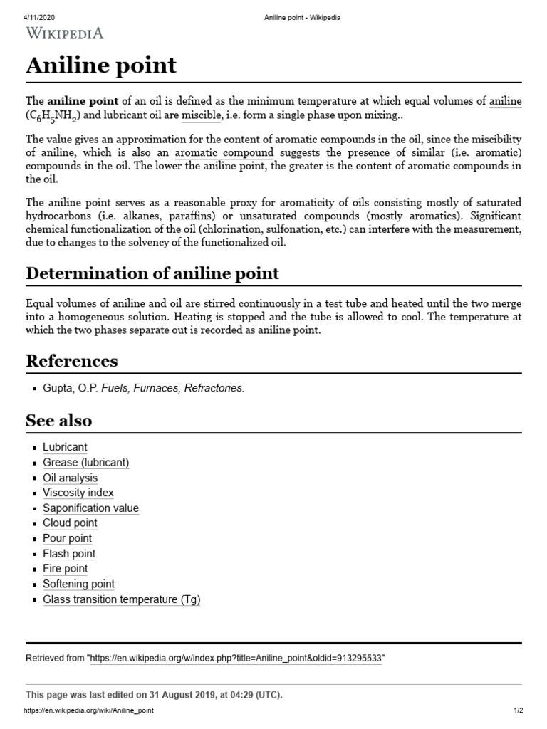 Aniline Point - Wikipedia | PDF