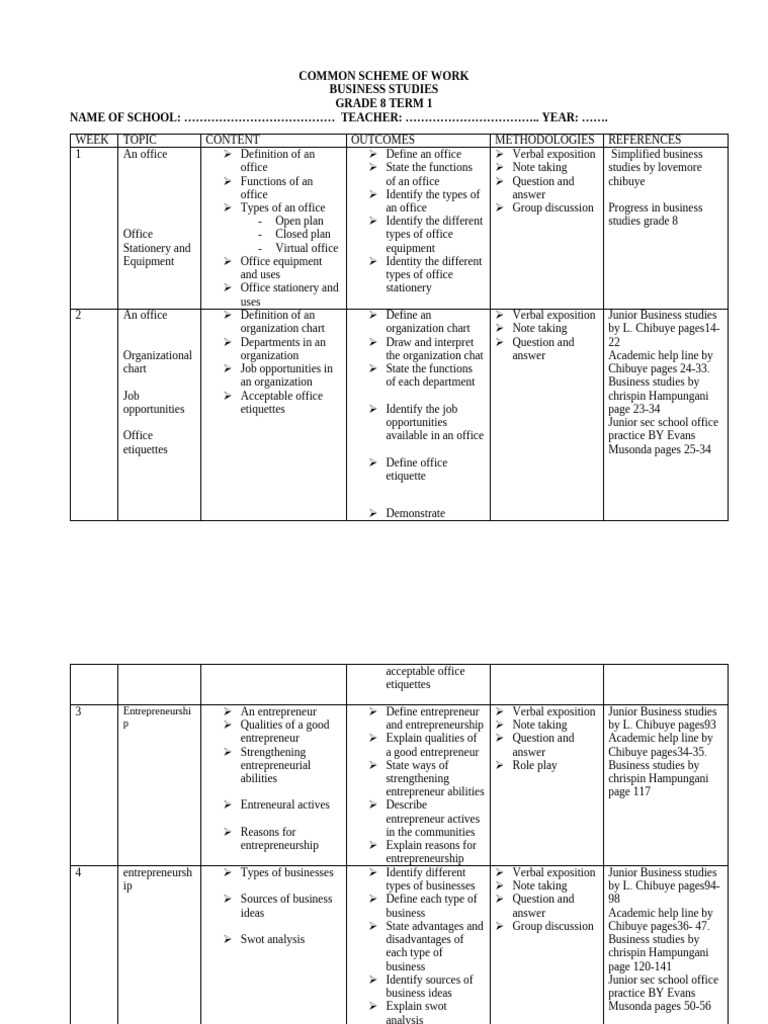 Grade 8 Business Studies Overview | PDF | Entrepreneurship | Business