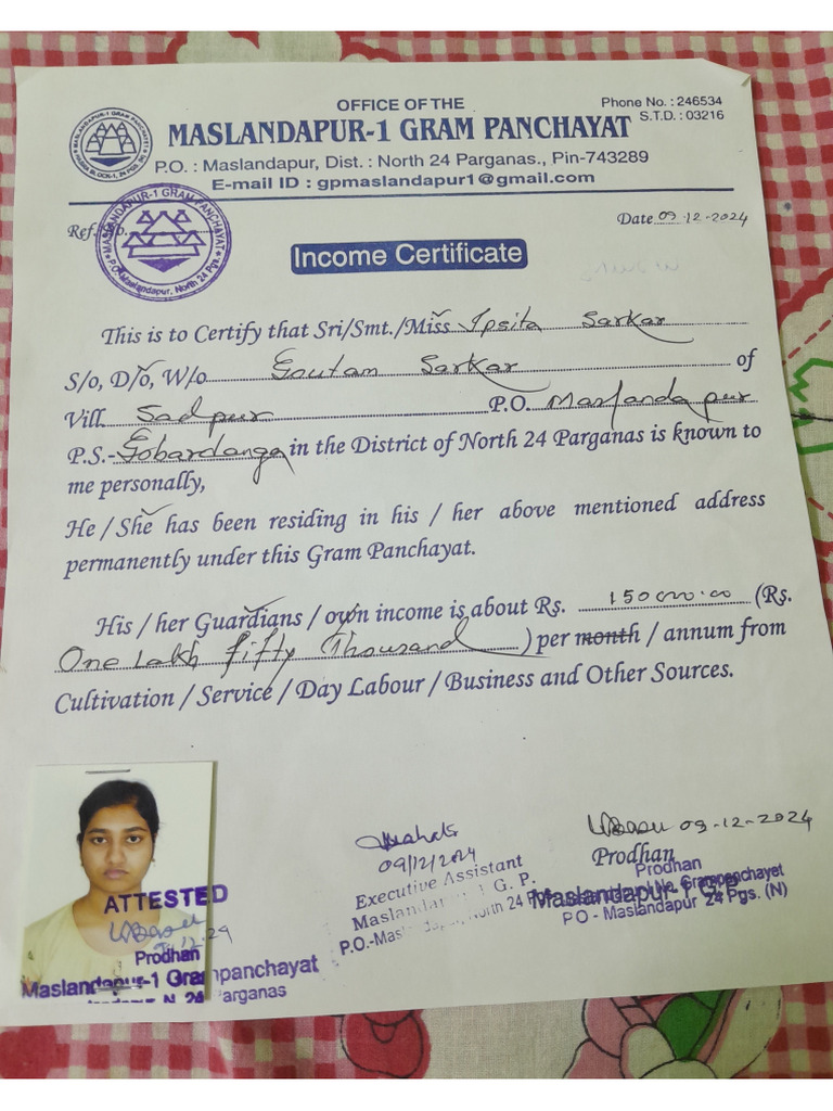 Income Certificate Pdf