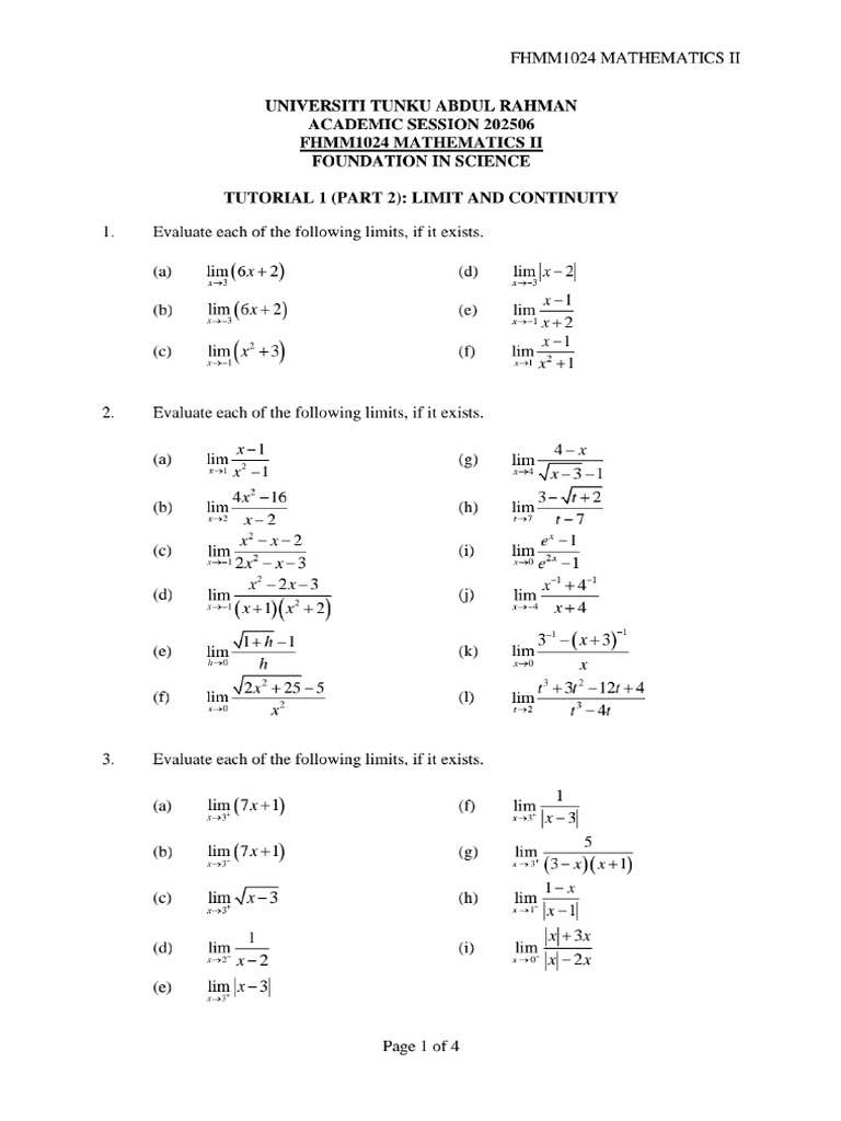 FHMM1024 Tutorial 1 (Part 2) | PDF