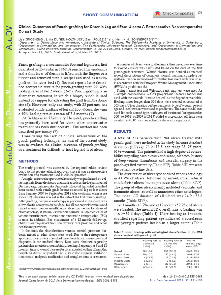 Acta Dermato-Venereologica - Groening Et Al. - Clinical Outcomes of ...