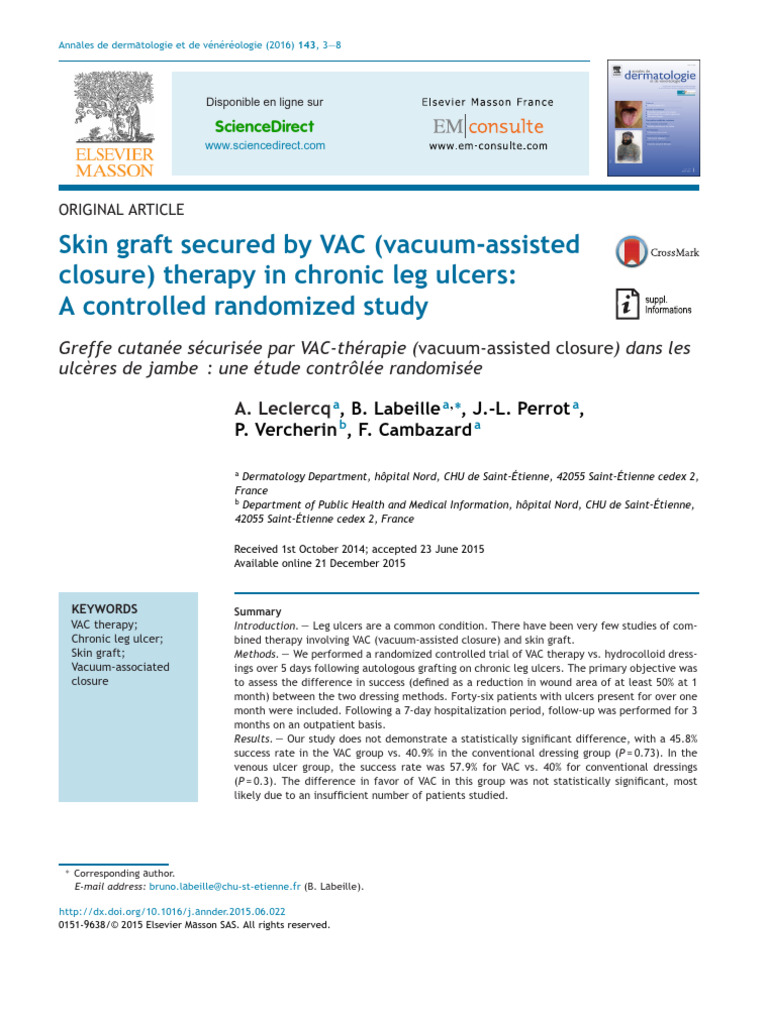Annales de Dermatologie Et de Venereologie - Leclercq Et Al. - Skin ...