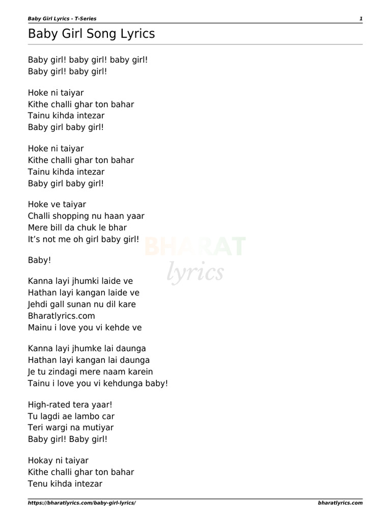 Baby Girl Lyrics | PDF