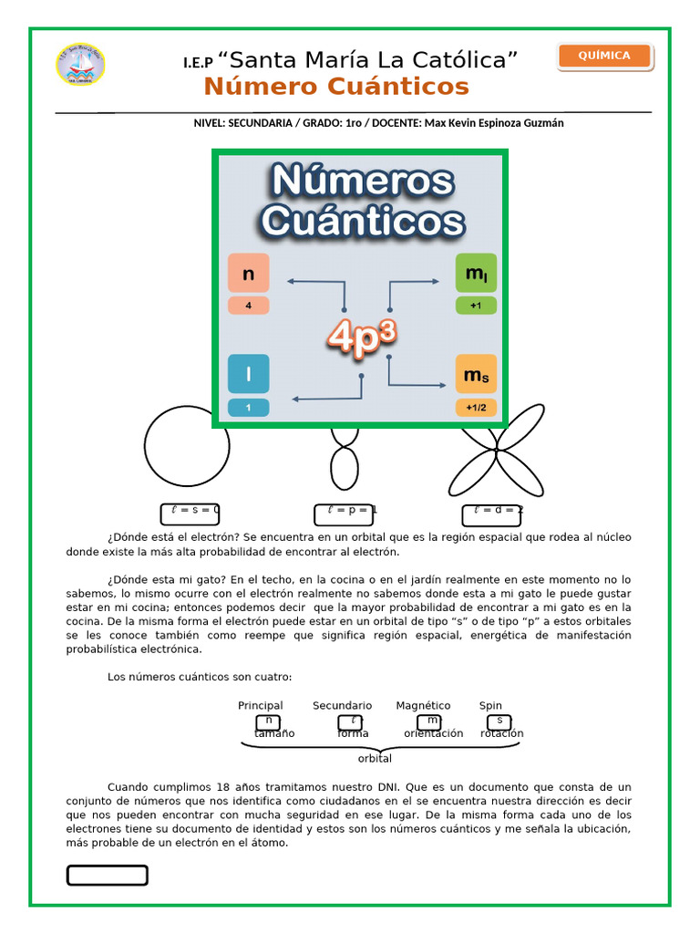 Número Cuántico Secundario en Química | PDF | Orbital atómico | Electrón