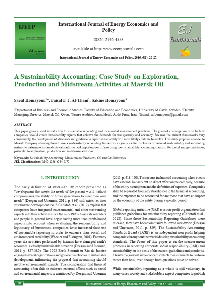 Sustainability Accounting in Oil & Gas | PDF | Sustainability | Natural Gas