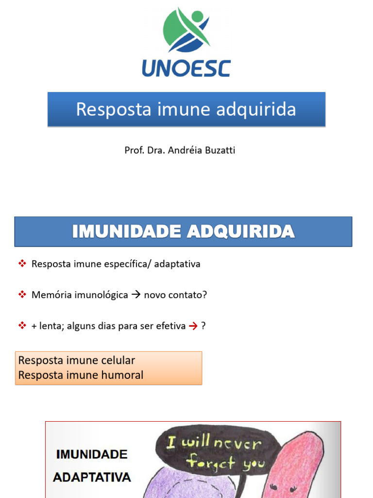 Imunidade Adquirida: Resposta Imune Detalhada | PDF | Célula T ...