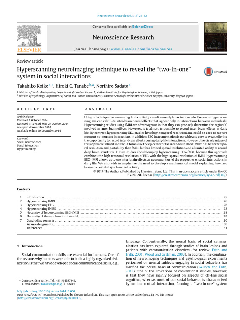 Koike, T. Hyperscanning Neuroimaging Thecnique | PDF | Functional ...