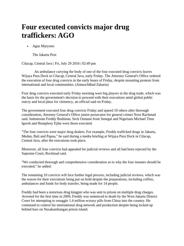 Four Executed Convicts Major Drug Traffickers | PDF | Public Law ...