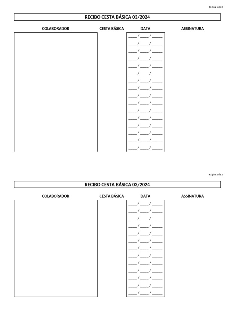 Recibo Cesta Básica | PDF