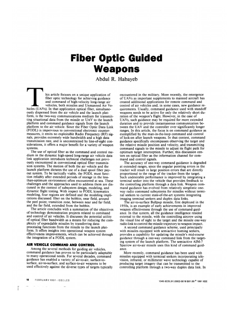 Fiber Optic Guided Weapons | PDF