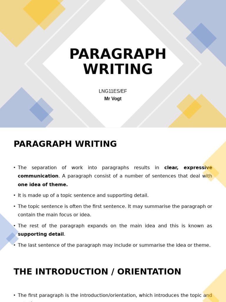 Paragraph Writing 2 | PDF | Verb | Sentence (Linguistics)