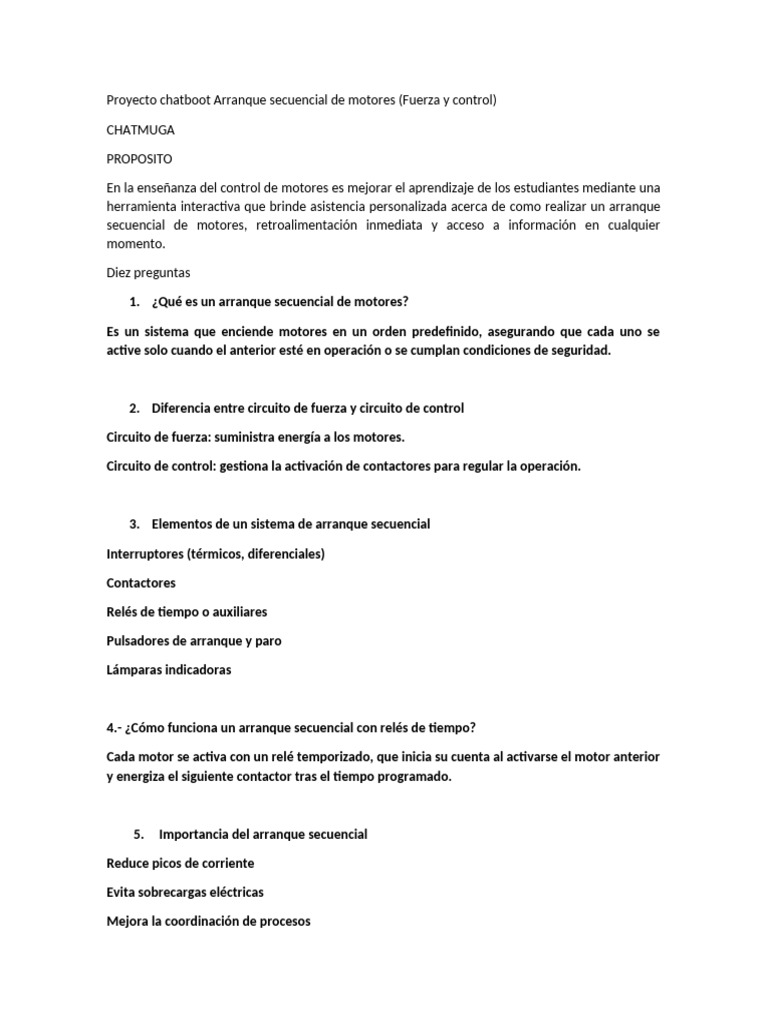 Proyecto Chatboot Arranque Secuencial de Motores | PDF | Relé ...