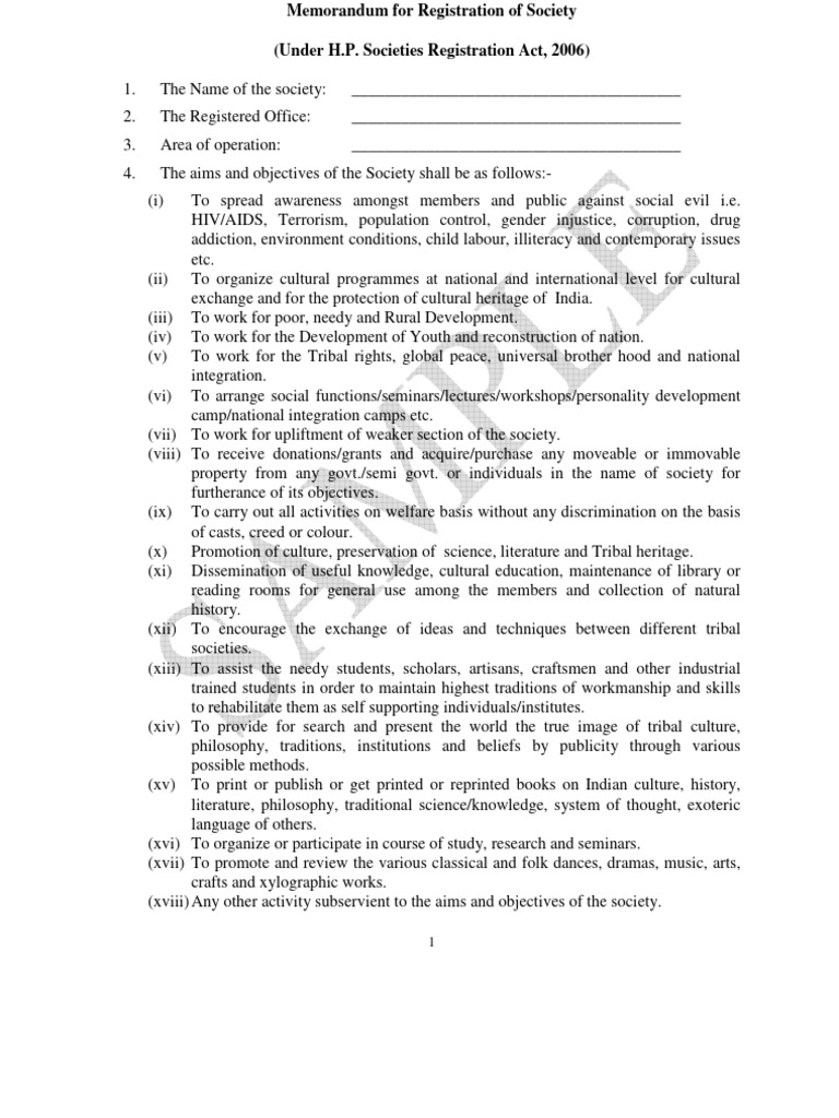 Sample Bylaws of Himacla Society Act and Resolution Sample | PDF ...