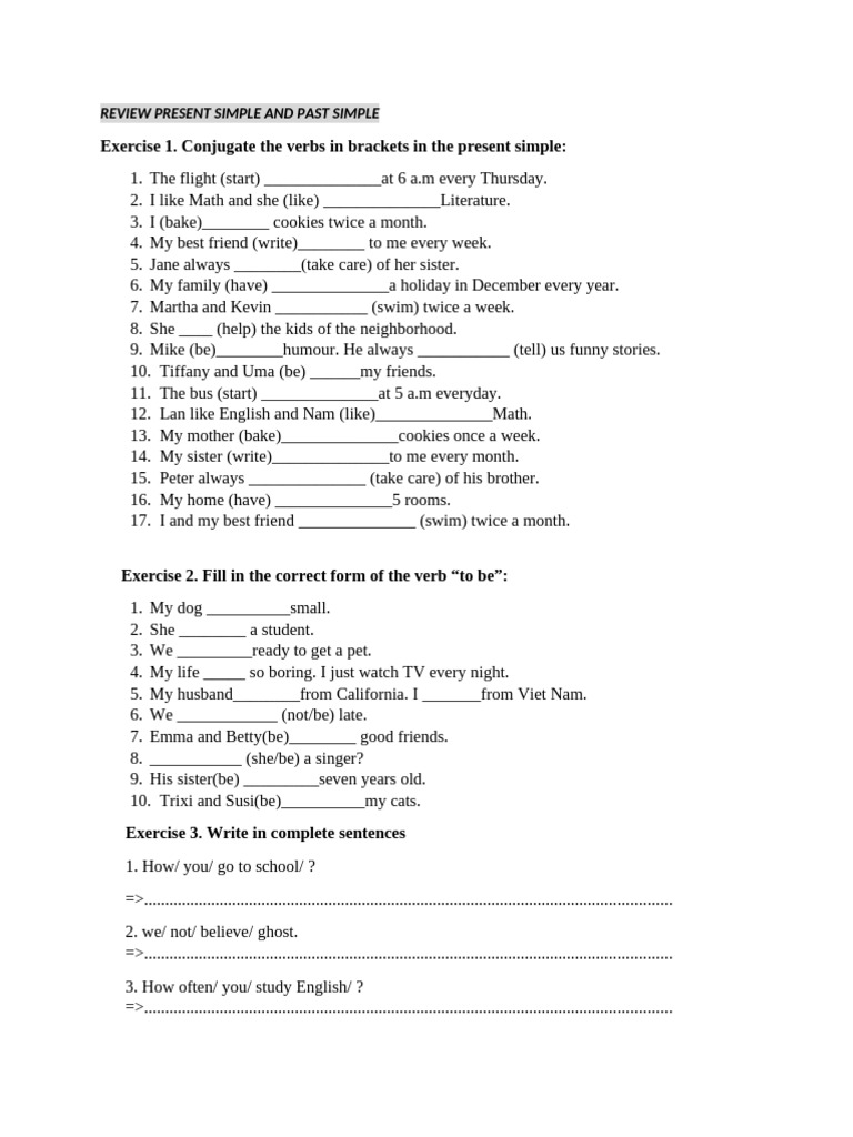 Review Present Simple and Past Simple | PDF | Lunch