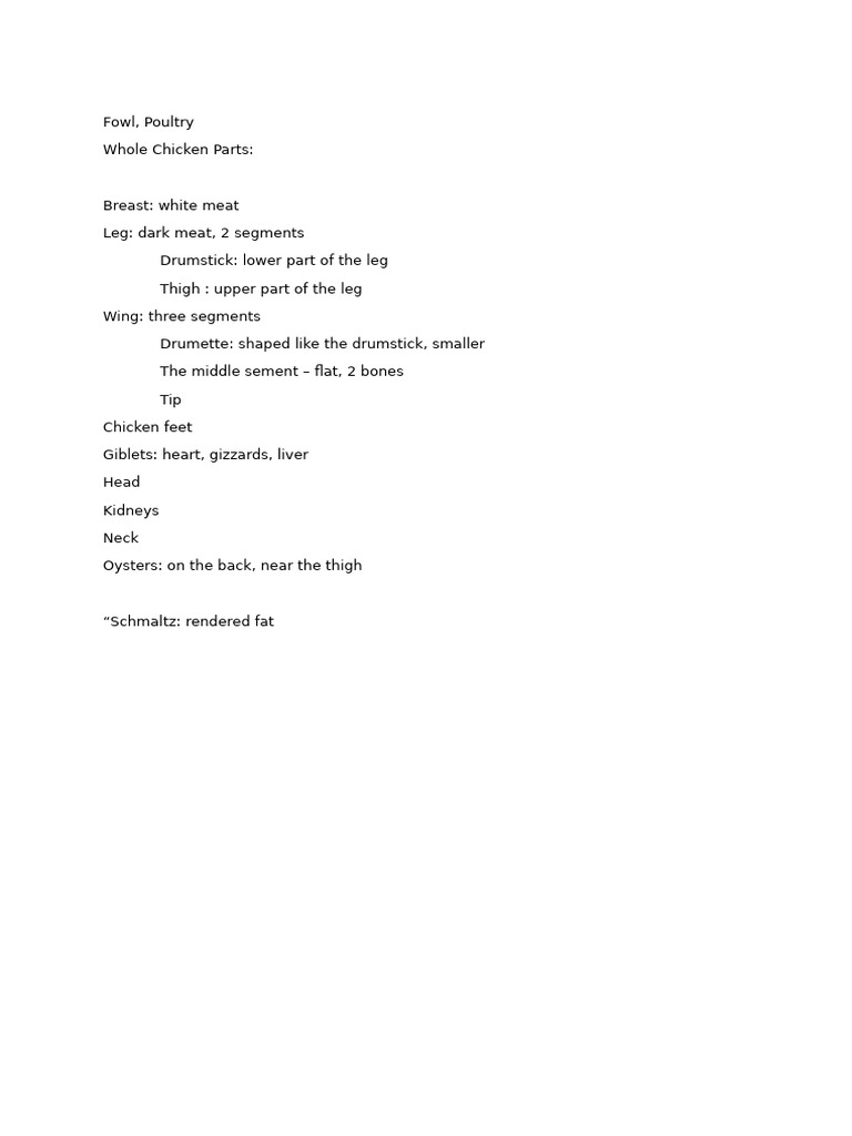Whole Chicken Parts Overview | PDF