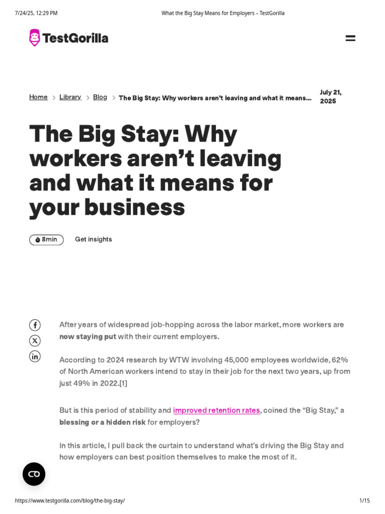 The Big Stay: Employee Retention Trends | PDF | Cost Of Living | Employment
