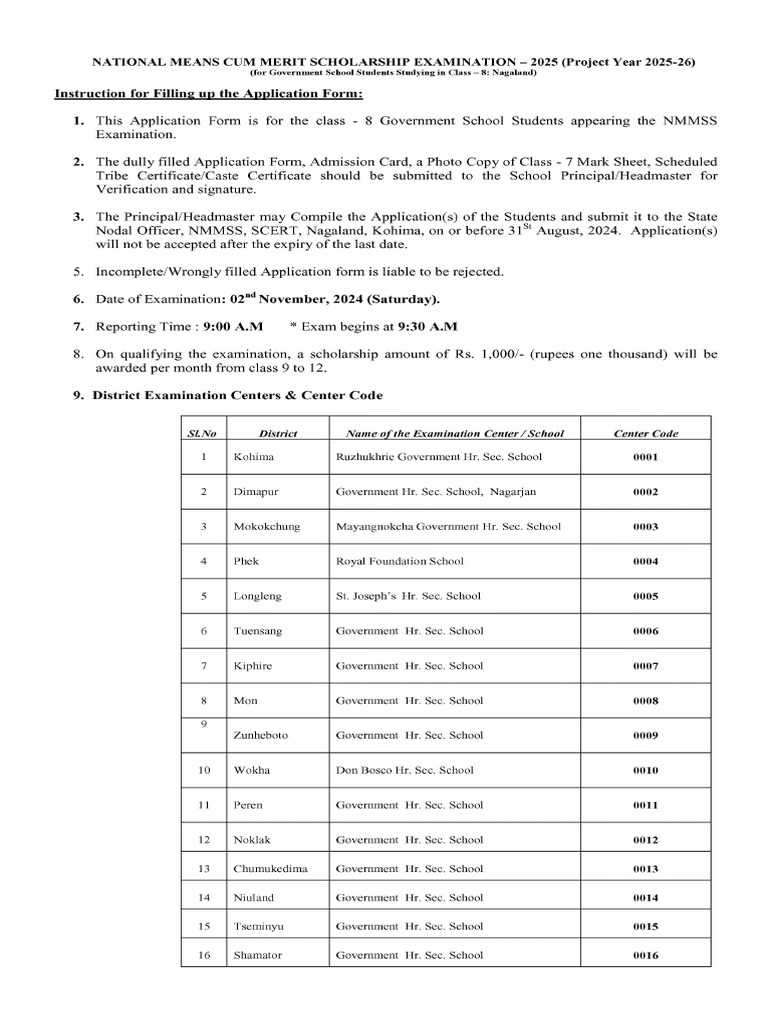 NMMSS 2025 Application Form | PDF