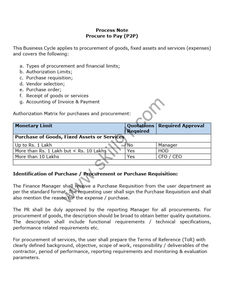 Procure to Pay Process Overview | PDF | Financial Services | Business
