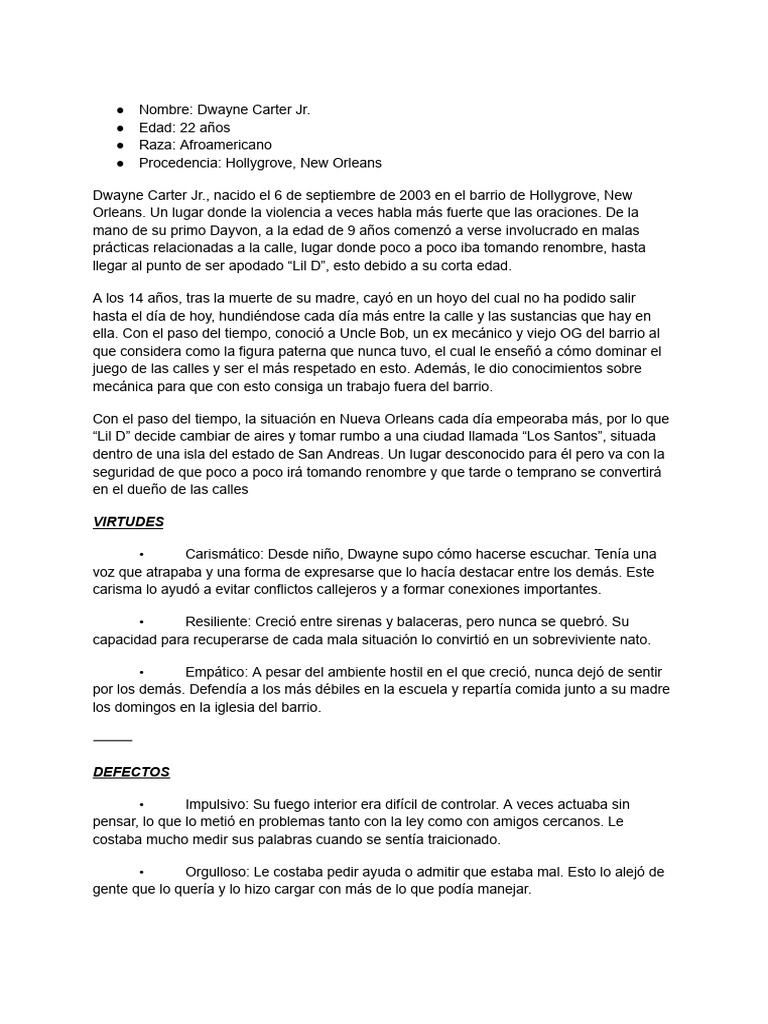 Dwayne Carter "LIL D" | PDF