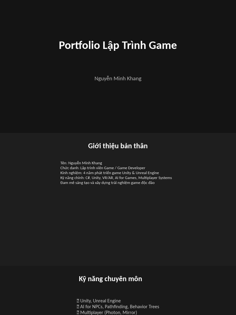 Portfolio Game Dev Template Full VI | PDF